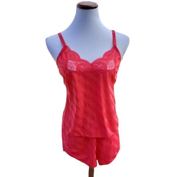 Vintage | Intimates & Sleepwear | Vintage 3 Piece Camisole Red Slip Tap ...